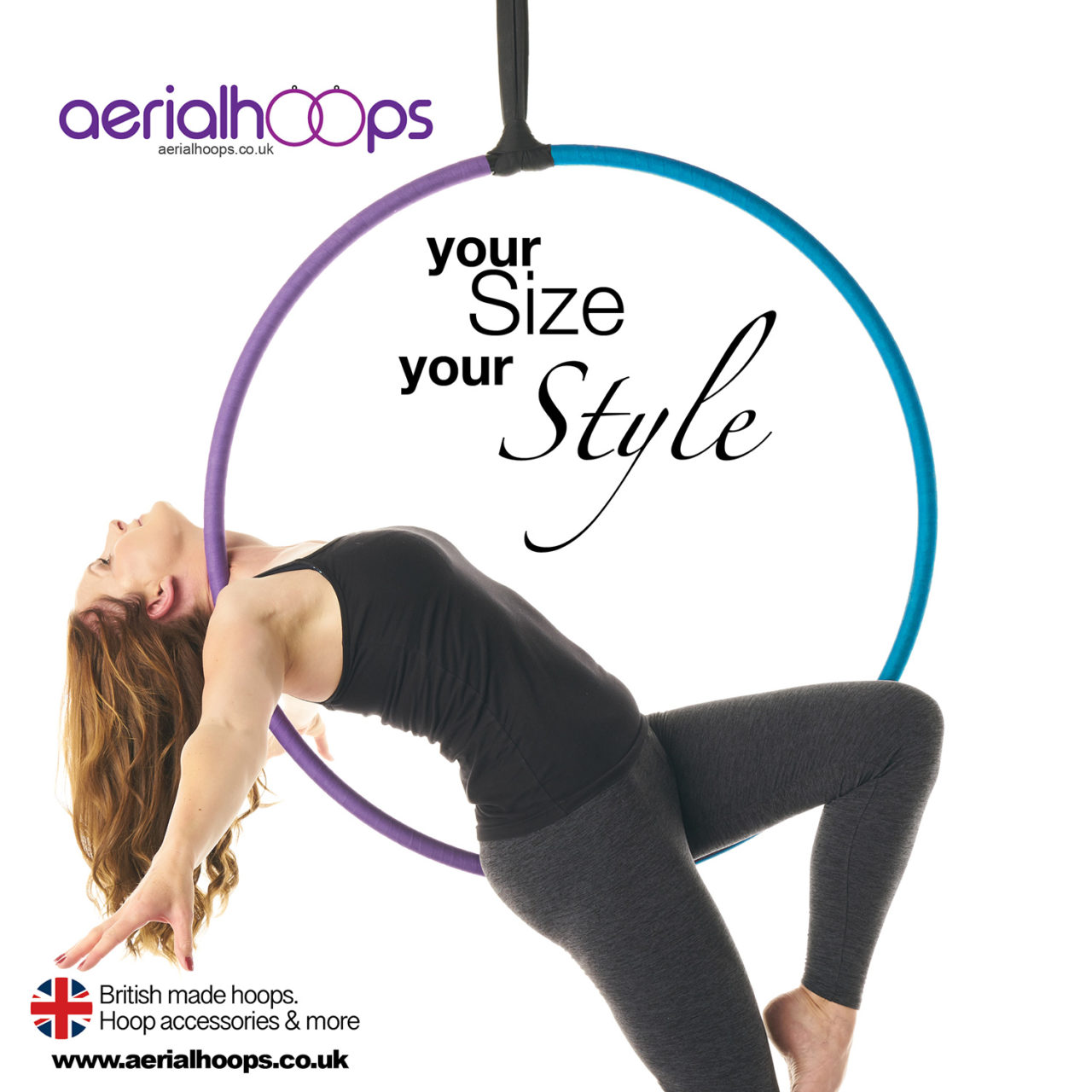 British made aerial hoops £80, accessories and more. Free UK shipping